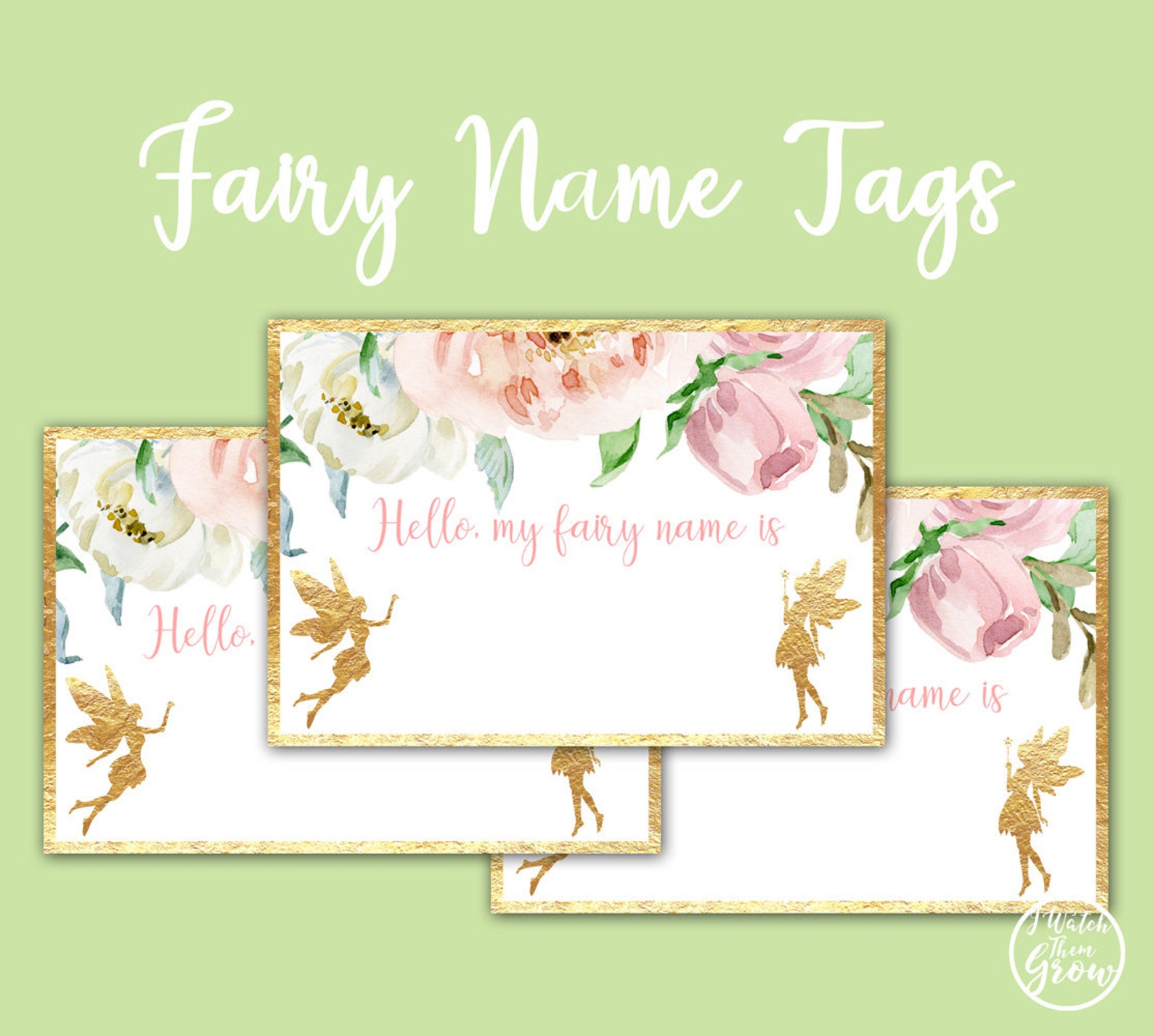 Fairy Name Tags Printable Fairy Name Stickers Fairy Name | Etsy