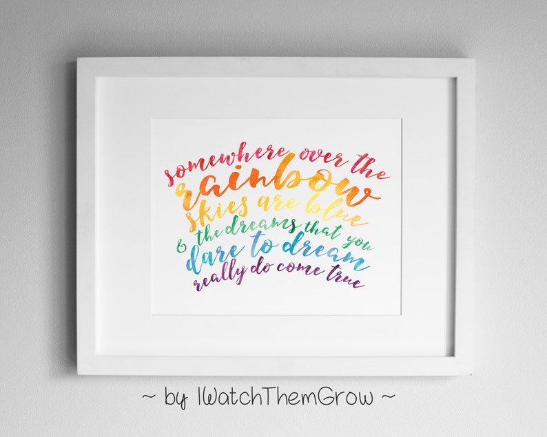 Somewhere Over the Rainbow Wall Art Printable Rainbow | Etsy