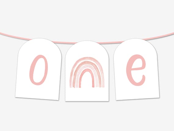 Boho Rainbow First Birthday Banner Printable ONE High Chair - Etsy
