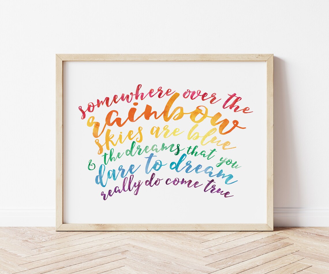Somewhere Over the Rainbow Wall Art Printable Rainbow - Etsy