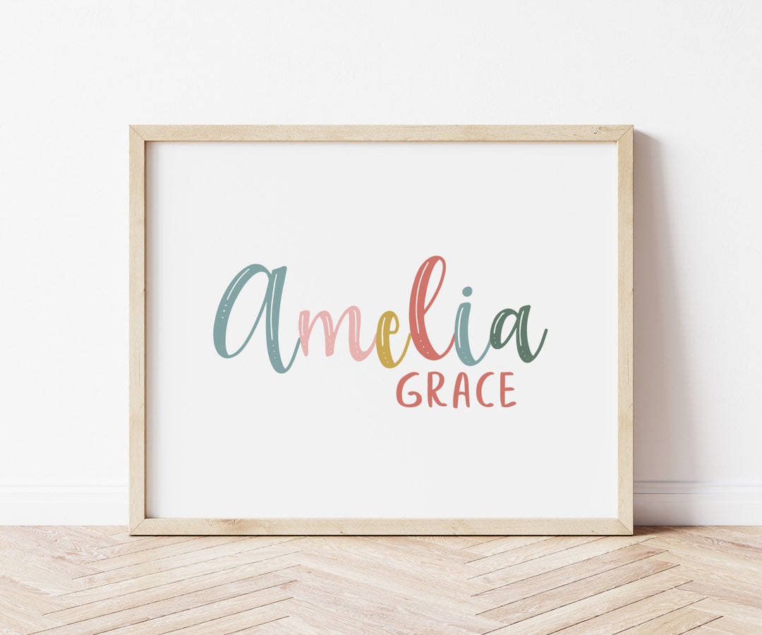Boho Name Sign, Printable Nursery Decor, Personalized Nursery Wall Art ...