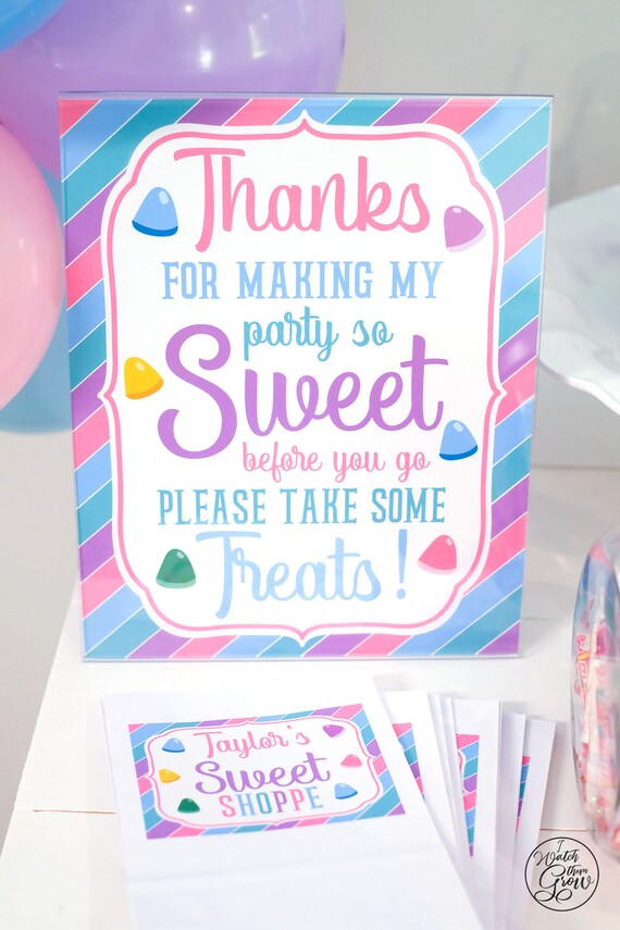Sweet Shoppe Party Favor Sign, Printable Sweet Shoppe Birthday Thank ...