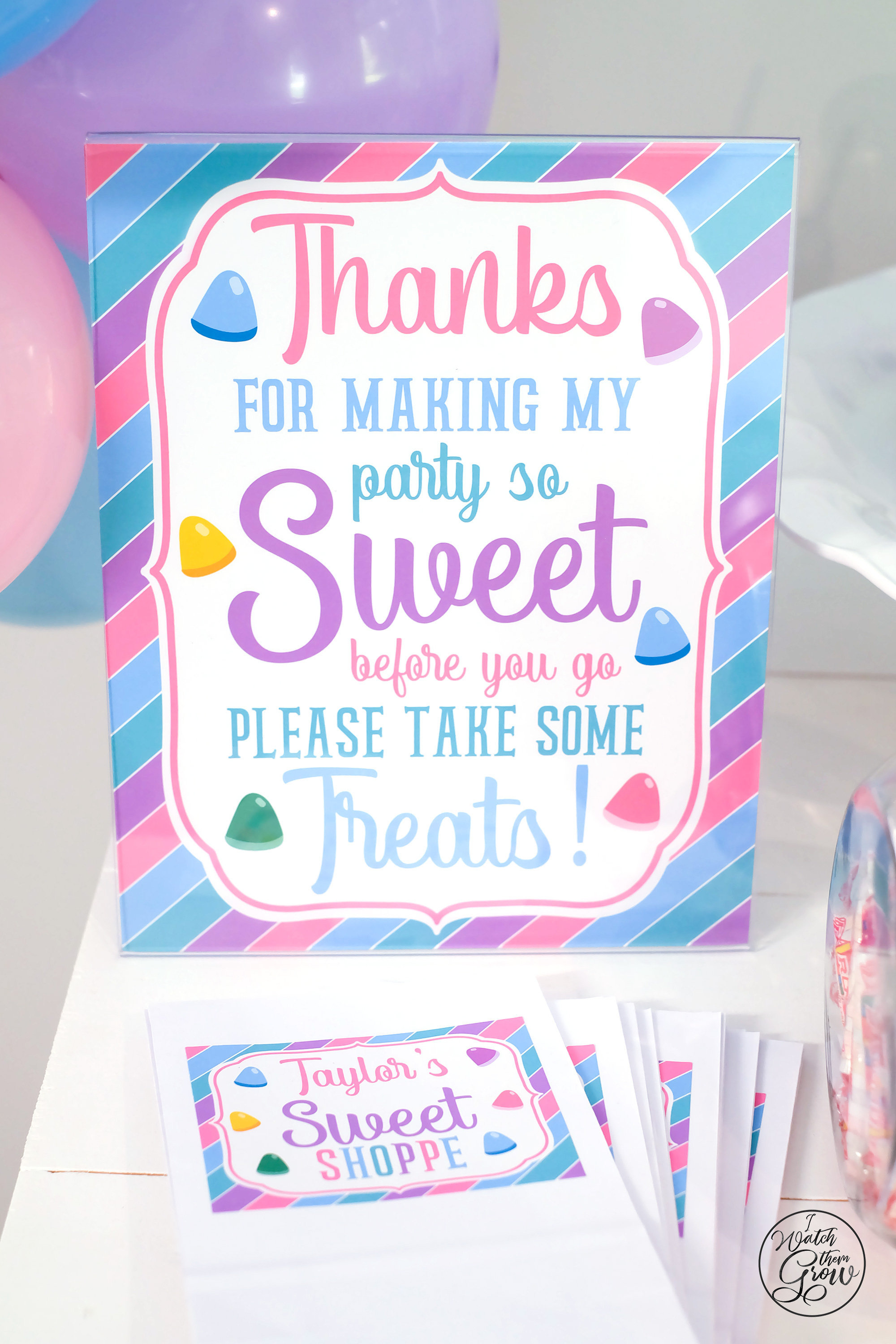 Sweet Treats Party Favor Sign, Printable Thank You Sign, Candy Buffet ...