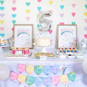 Pastel Rainbow Wall Art, Printable Rainbow Party Sign, Somewhere Over ...
