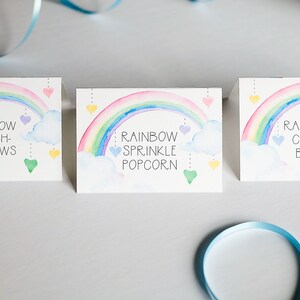 Rainbow Party Tent Cards, Editable/printable Rainbow Birthday Party ...