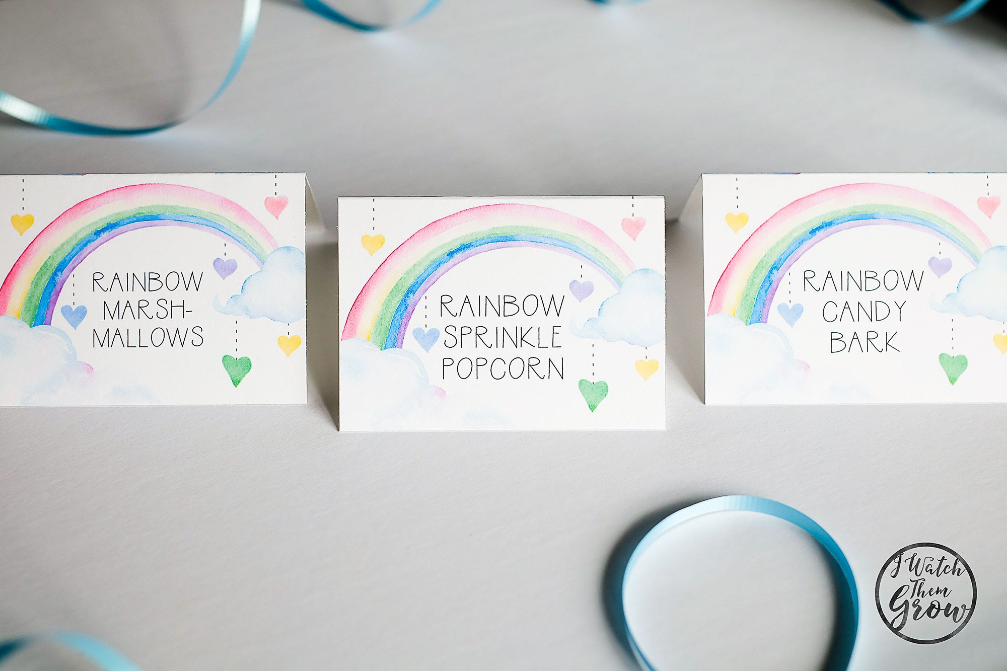 Rainbow Party Tent Cards Editable/printable Rainbow Birthday - Etsy