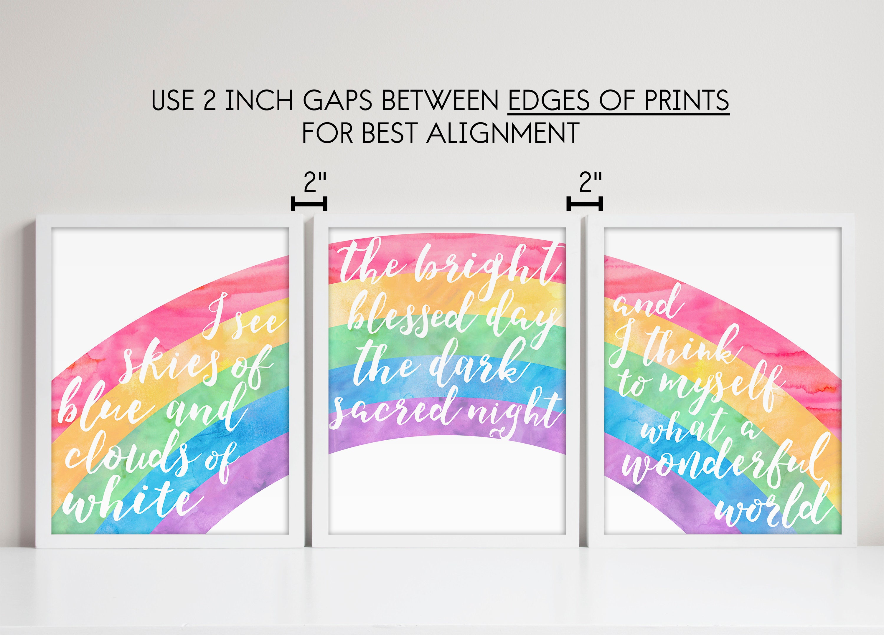 Printable "what a Wonderful World" Rainbow Wall Art Set of 3, Rainbow ...