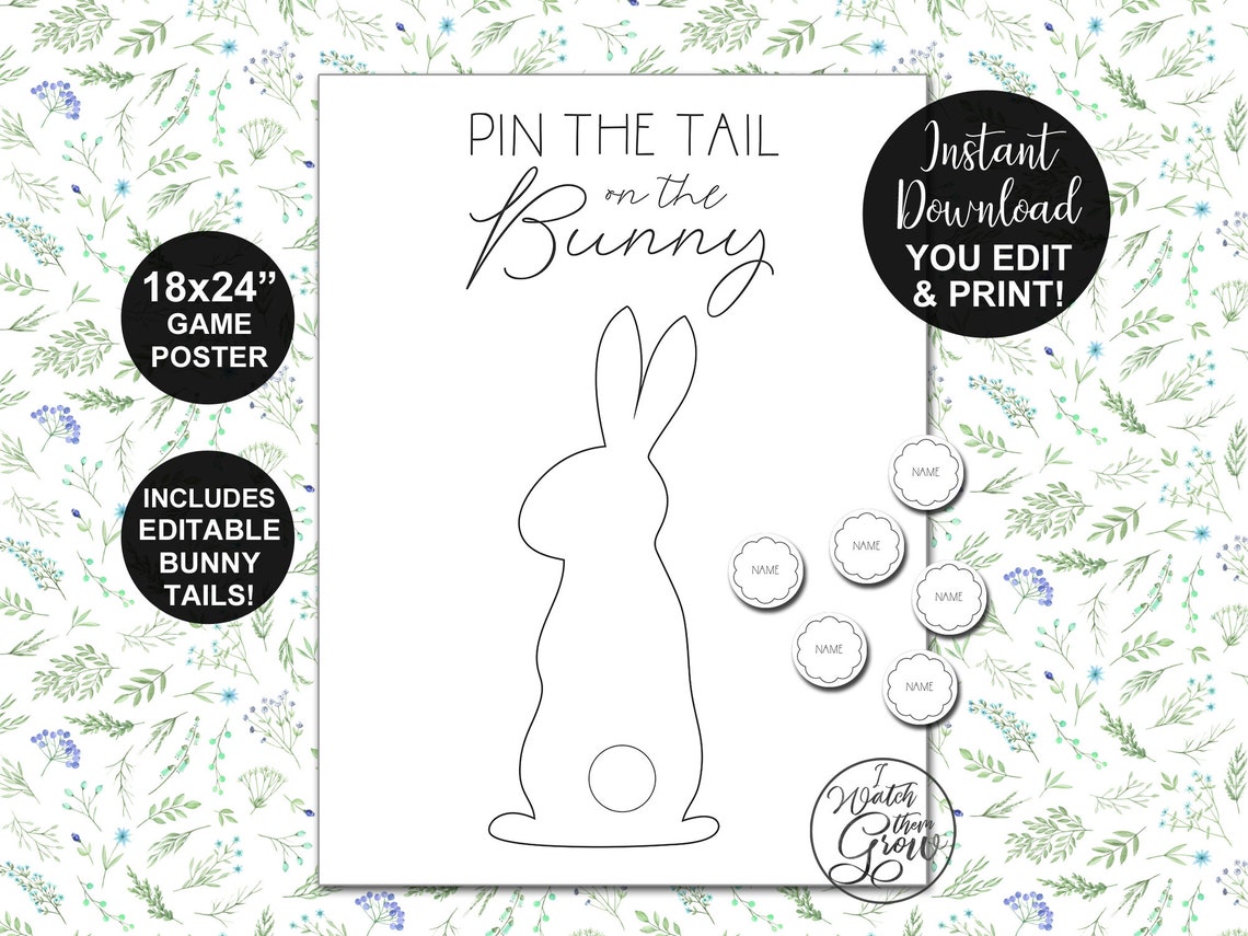 Pin the Tail on the Bunny Game Printable Bunny Party Game - Etsy