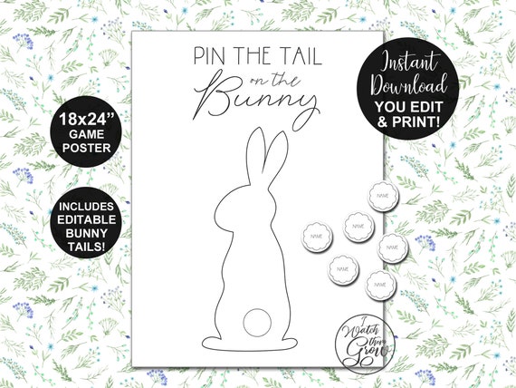 Pin the Tail on the Bunny Game Printable Bunny Party Game - Etsy