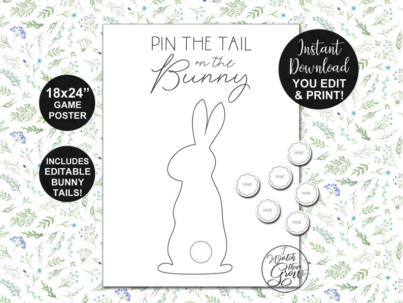 Pin the Tail on the Bunny Game Printable Bunny Party Game - Etsy Canada