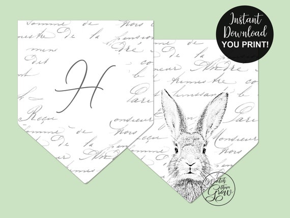 Bunny Birthday Banner, Printable "Happy Birthday" Banner, Bunny Party ...