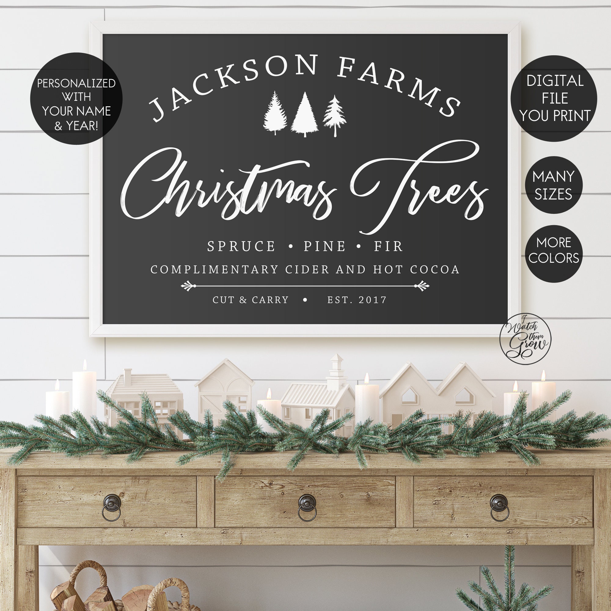 Personalized Christmas Tree Farm Sign Printable Christmas | Etsy