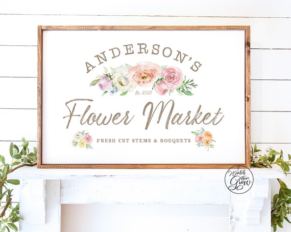Personalized Flower Market Sign, Printable Flower Print, Spring Wall ...
