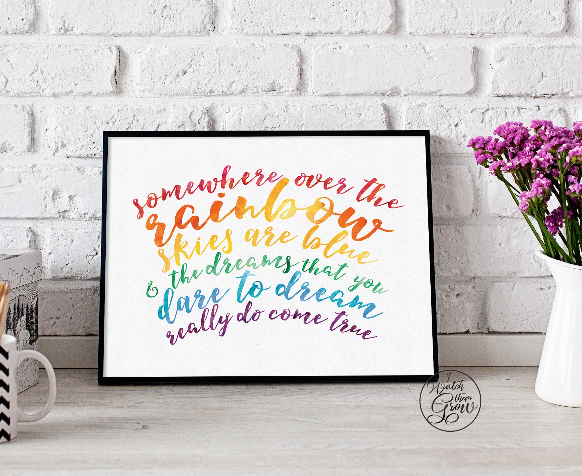 Somewhere Over the Rainbow Wall Art Printable Rainbow | Etsy
