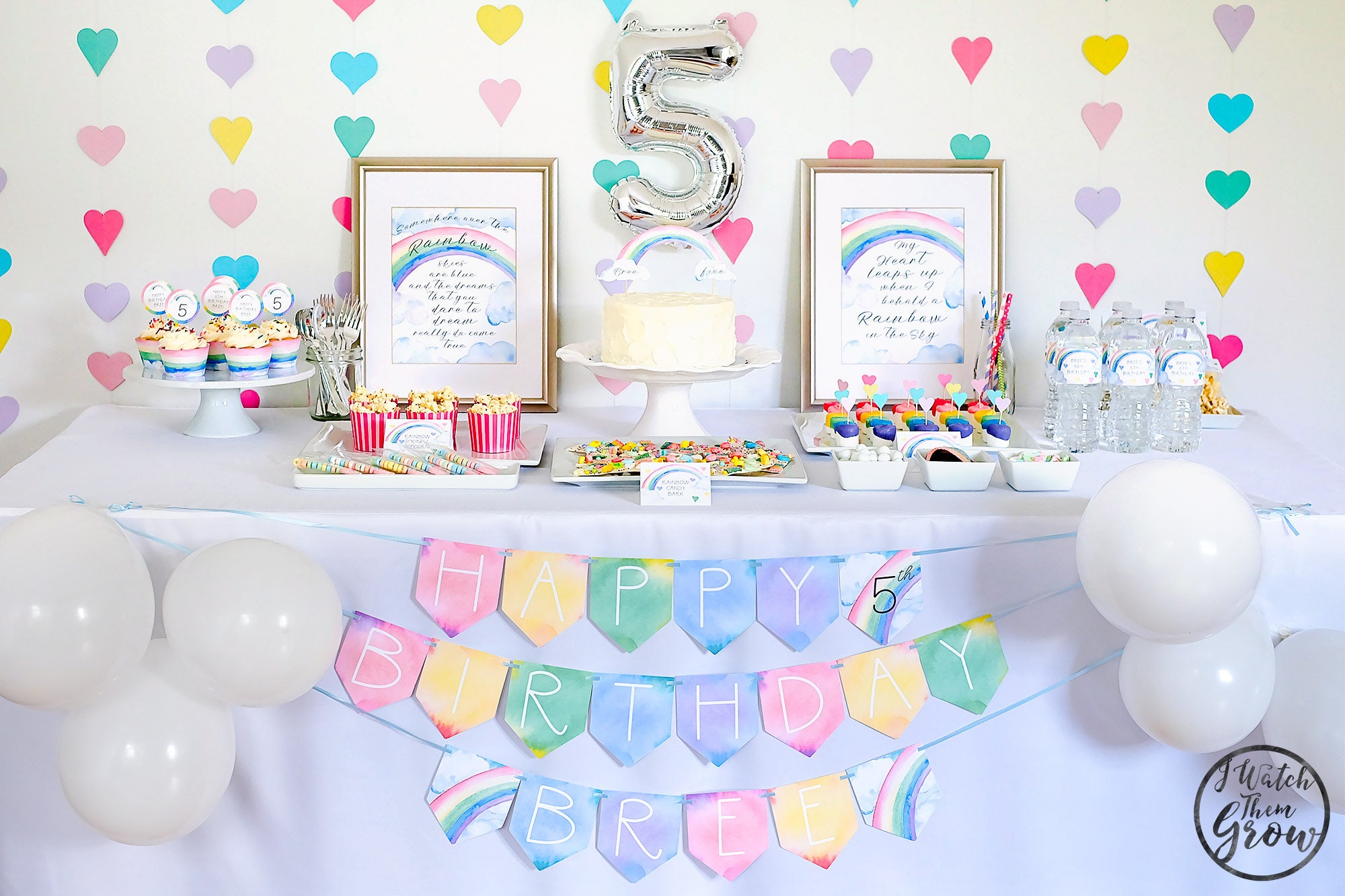 Pastel Rainbow Party Banner Fully Editable & Printable | Etsy