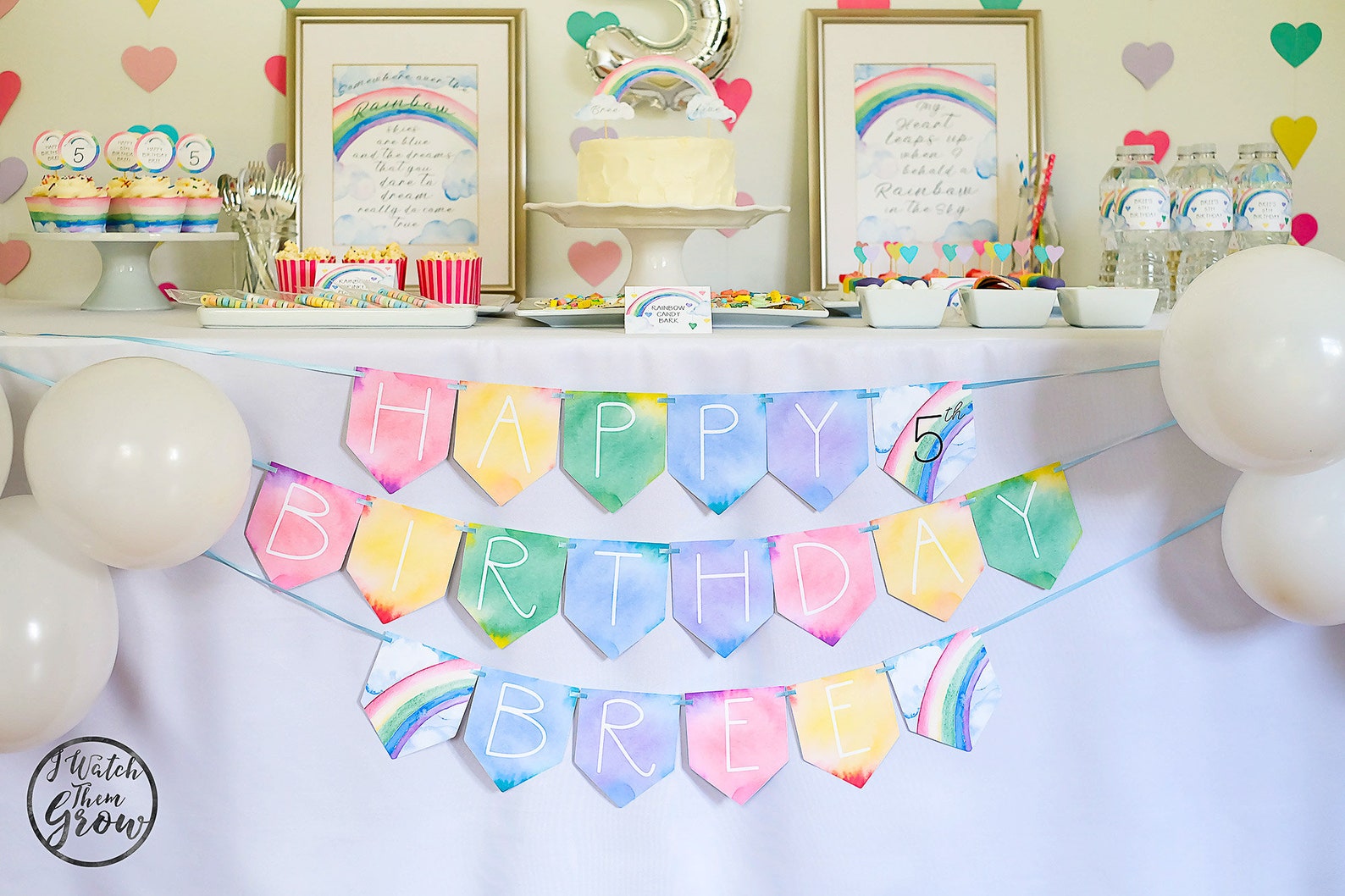 Pastel Rainbow Party Banner Fully Editable & Printable | Etsy