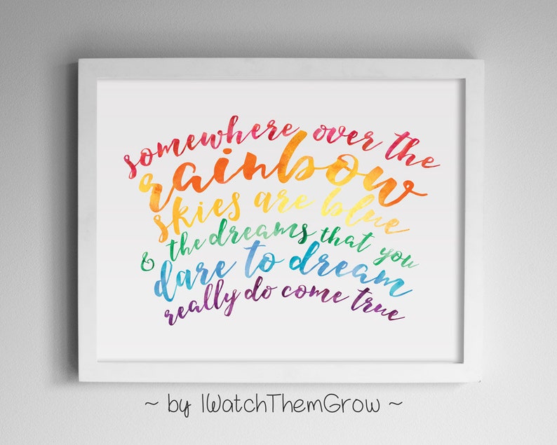 Somewhere Over the Rainbow Wall Art Printable Rainbow | Etsy