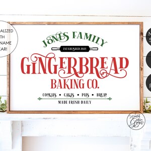 Personalized Gingerbread Bakery Sign, Printable Christmas Baking Sign ...