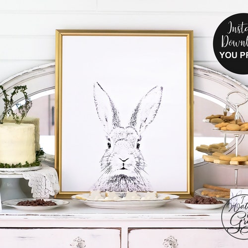 Large Bunny Poster Printable Bunny Party Decor Modern Easter | Etsy