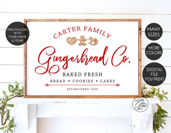 Personalized Gingerbread Co Bakery Sign Printable Christmas | Etsy