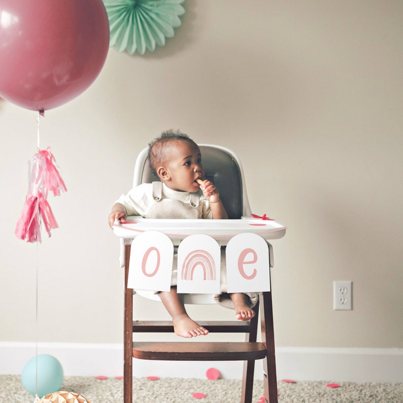 Boho Rainbow First Birthday Banner Printable ONE High Chair - Etsy