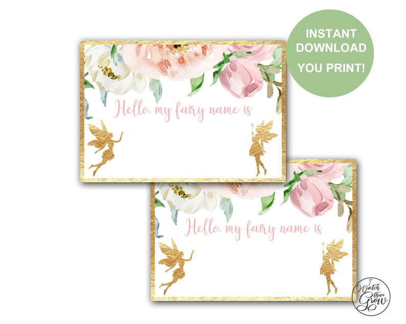 Fairy Name Tags Printable Fairy Name Stickers Fairy Name - Etsy