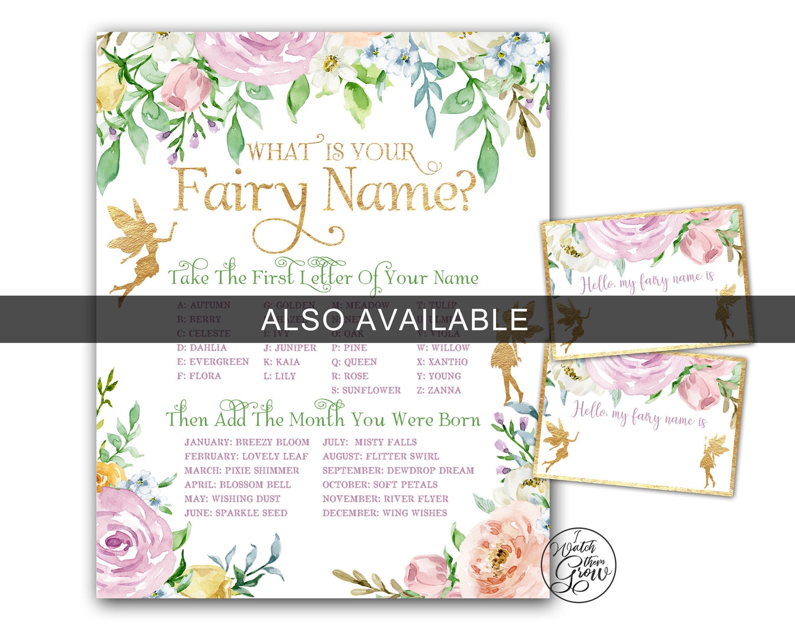 Fairy Name Game, Fairy Party Game, Printable "what is Your Fairy Name ...