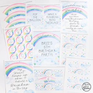 Pastel Rainbow Party Decorations, Printable Editable Rainbow Party ...