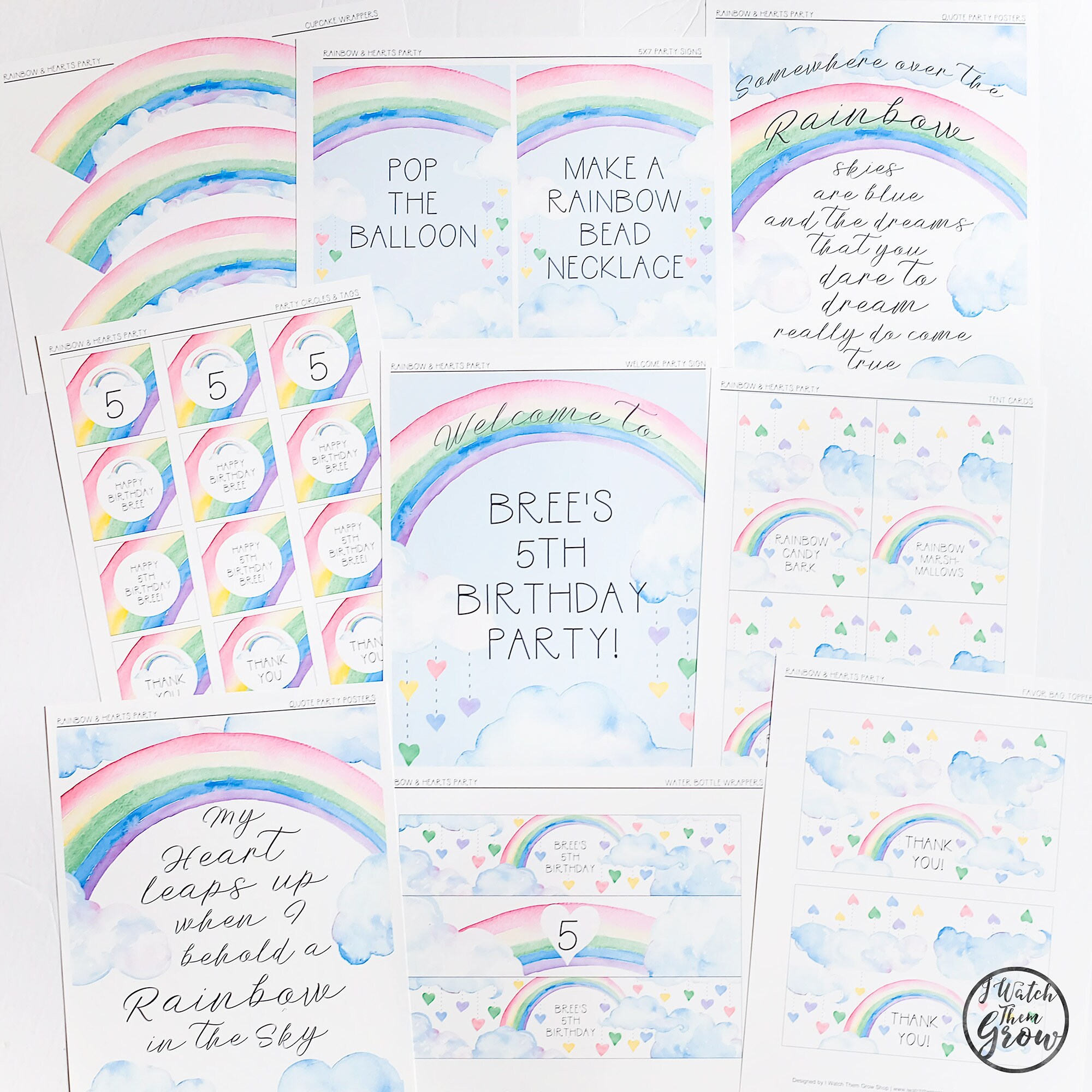 Pastel Rainbow Party Decorations Printable Editable Rainbow - Etsy