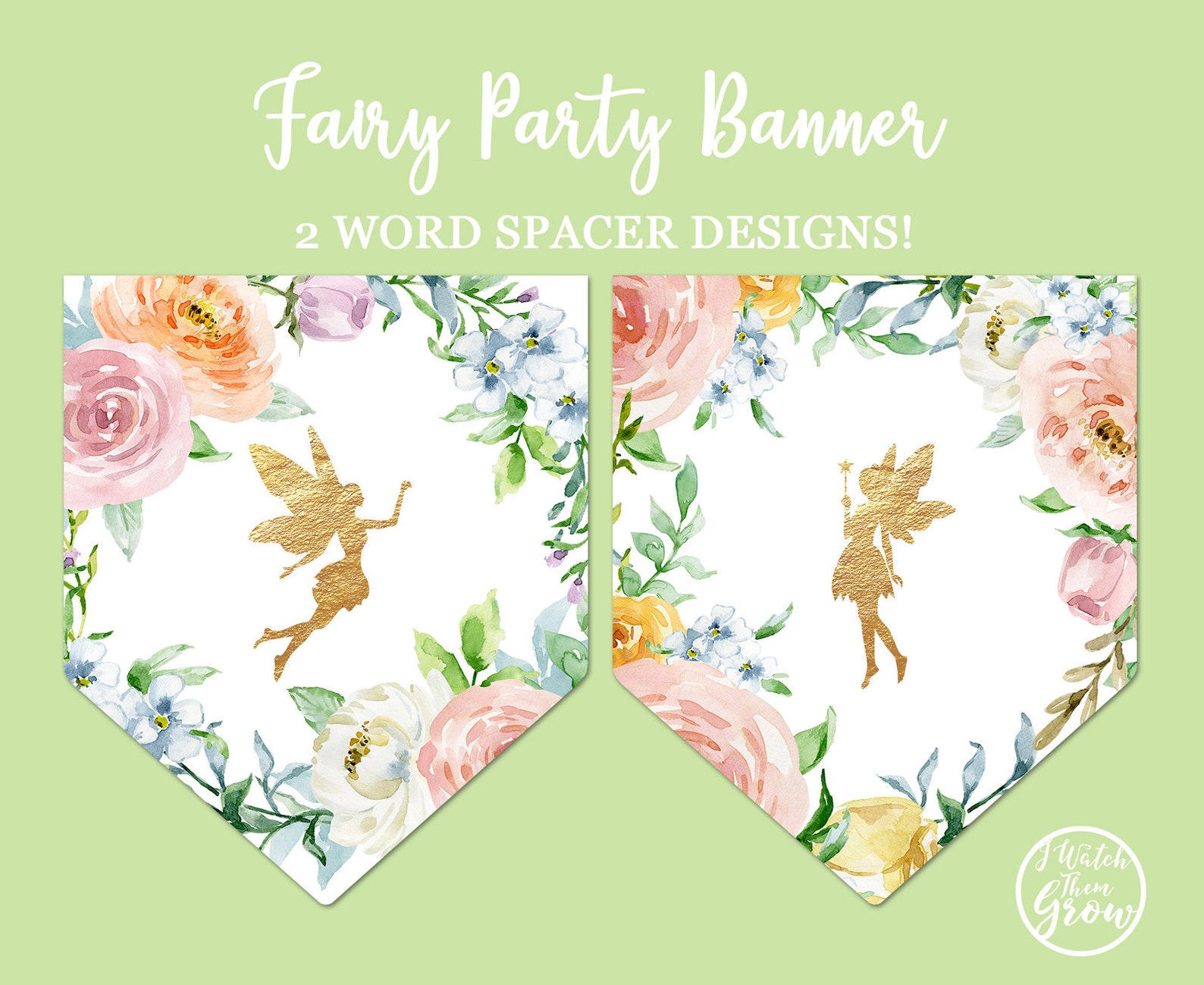 Editable Fairy Party Banner Printable Floral Fairy Party - Etsy