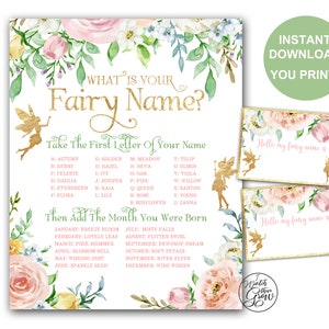 Fairy Name Game, Fairy Party Game, Printable "what is Your Fairy Name ...