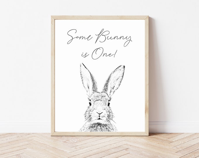 Large Bunny Poster, Printable Bunny Party Decor, Modern Easter Bunny ...