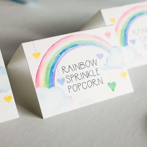 Rainbow Party Tent Cards, Editable/printable Rainbow Birthday Party ...