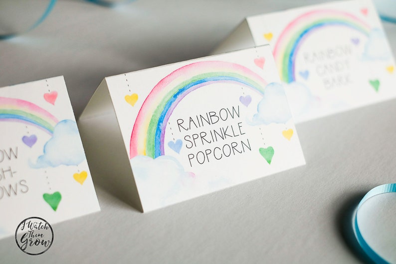 Rainbow Party Tent Cards Editable/printable Rainbow Birthday - Etsy