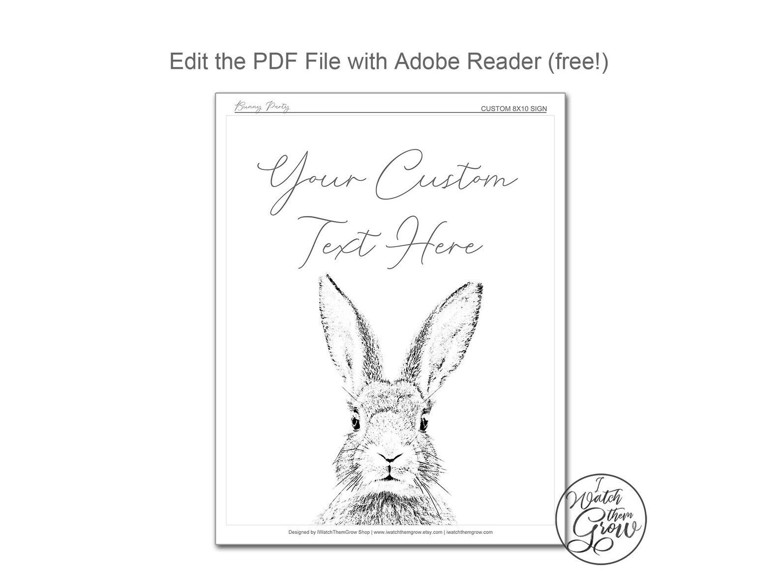 Editable Bunny Party Sign 8x10 Inch Printable Bunny Sign - Etsy