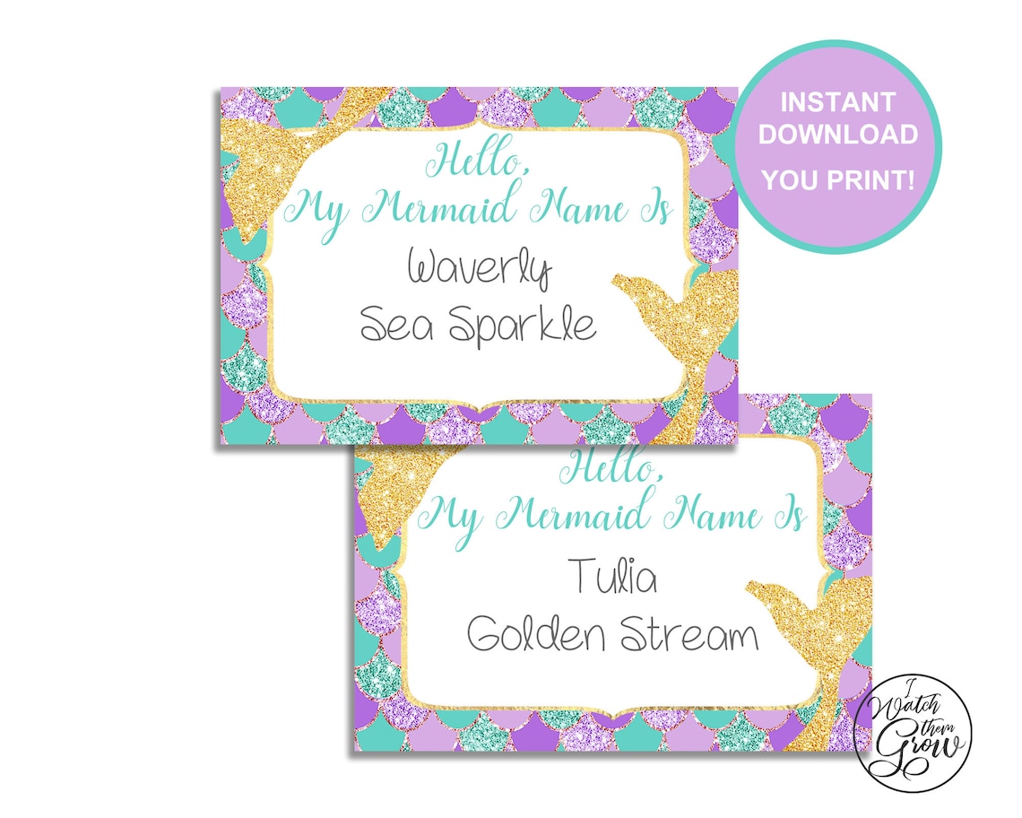 Mermaid Party Game, Mermaid Name Game & Name Tags, Printable "what is ...