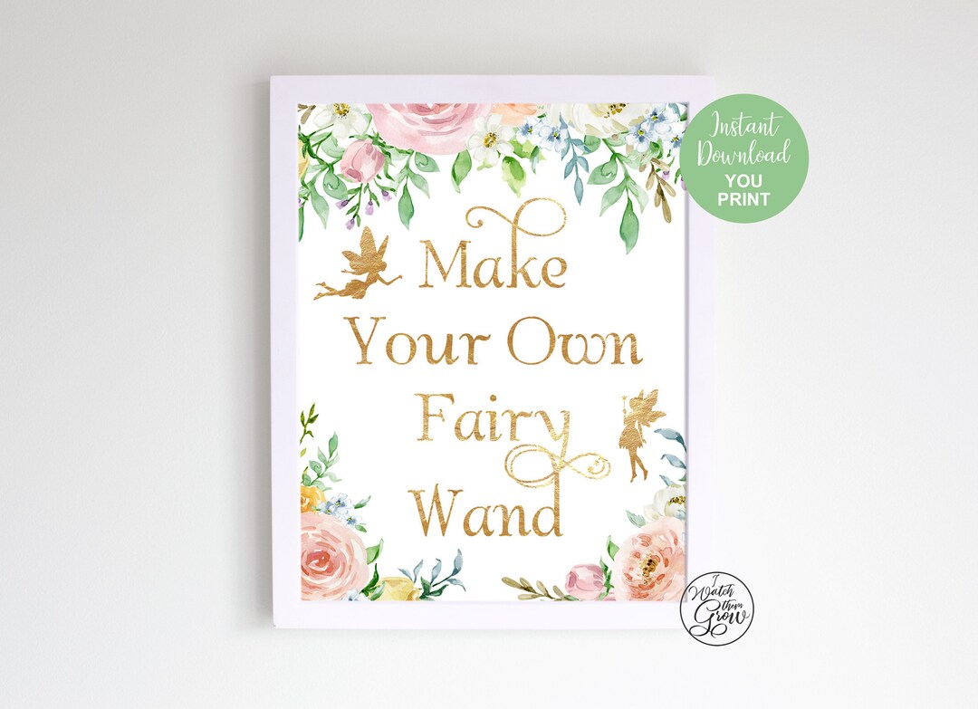 Fairy Party Wands Sign, Printable make Your Own Fairy Wand Sign, Fairy ...