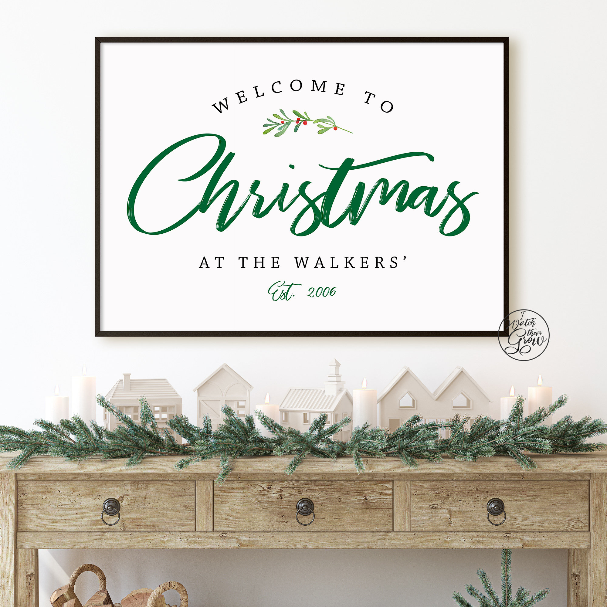 Personalized Christmas Welcome Sign Printable Custom Family - Etsy