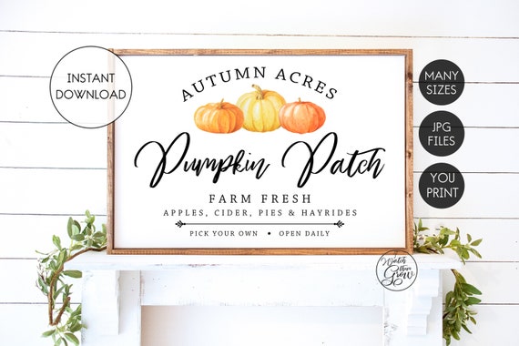 Pumpkin Patch Sign, Printable Fall Wall Art, Pumpkin Sign, Fall ...