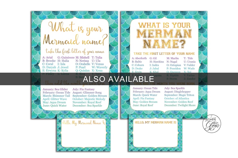 Merman Name Game Printable what is Your Merman | Etsy Canada