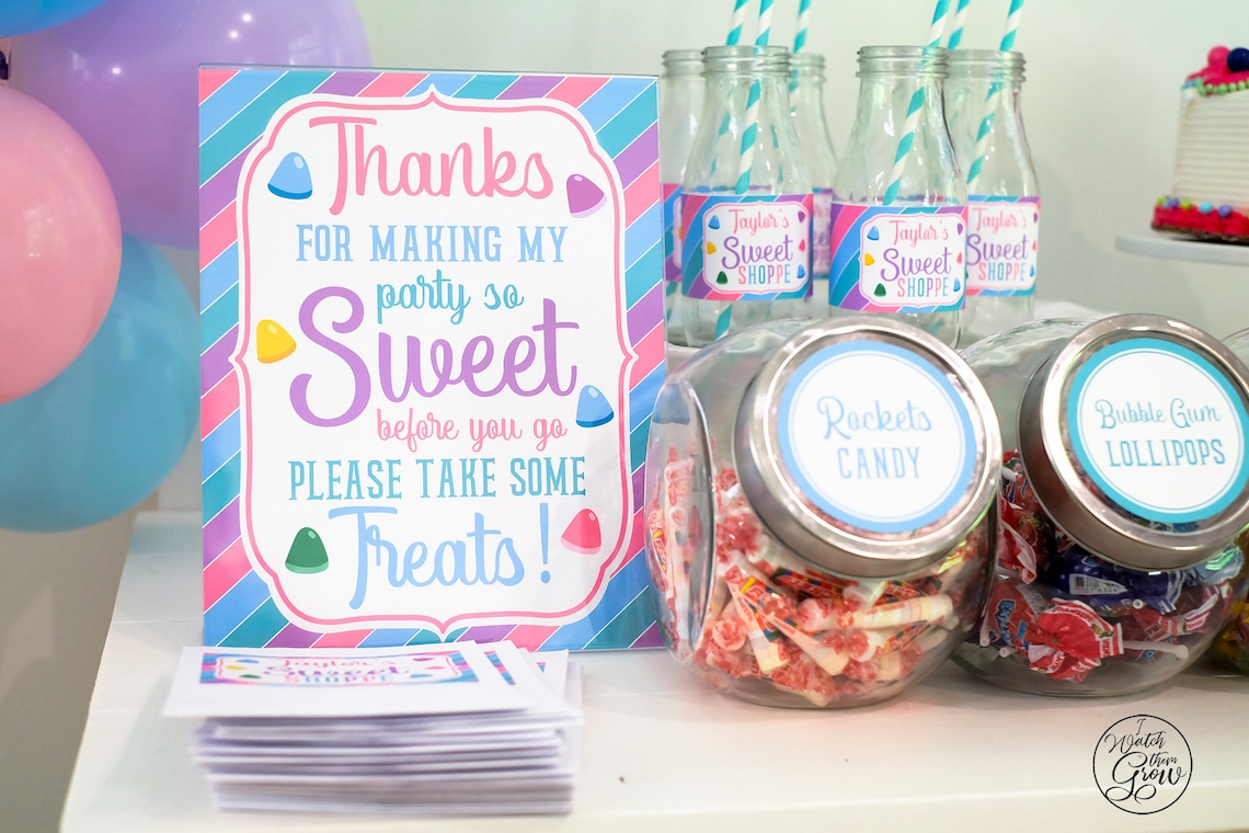 Sweet Treats Party Favor Sign, Printable Thank You Sign, Candy Buffet ...