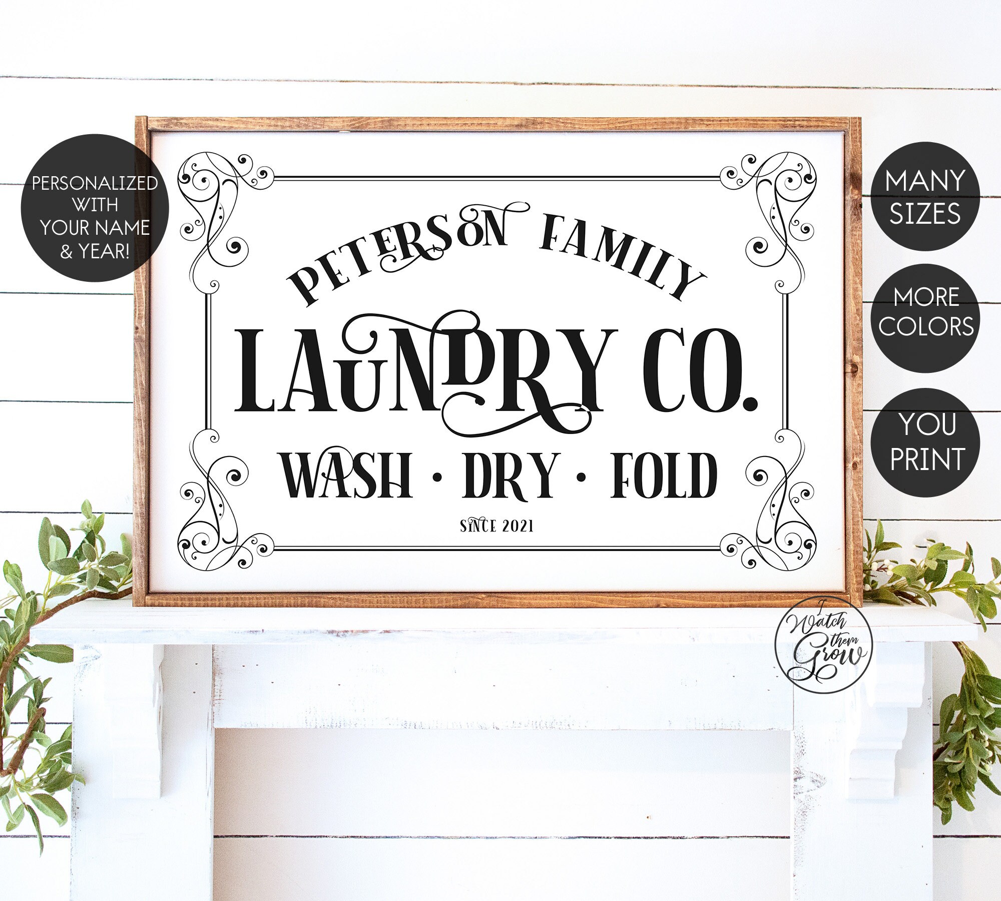 Personalized Laundry Room Sign, Printable Laundry Co Sign, Custom ...