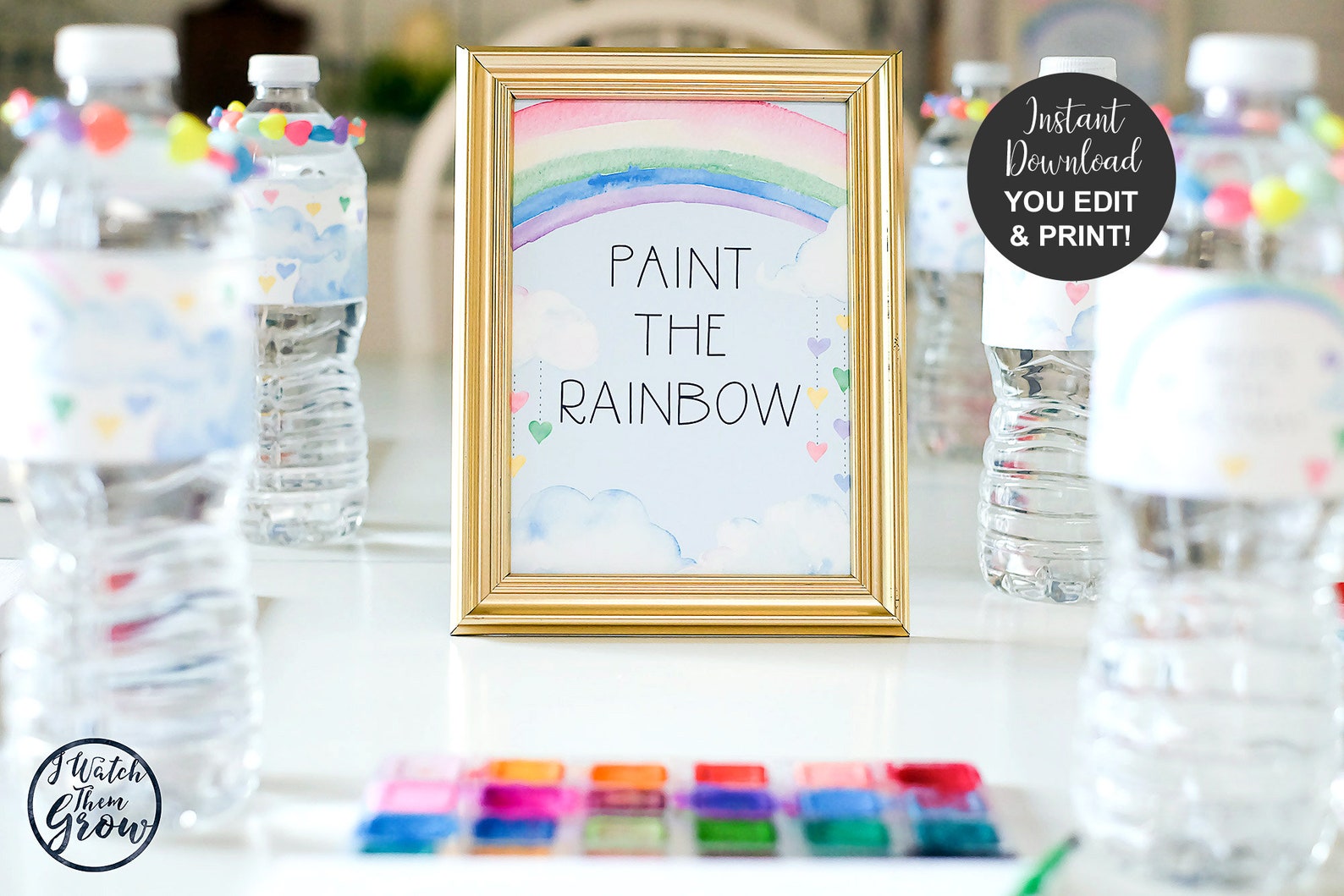 Pastel Rainbow Party Signs, Editable Printable Rainbow Party Activity ...