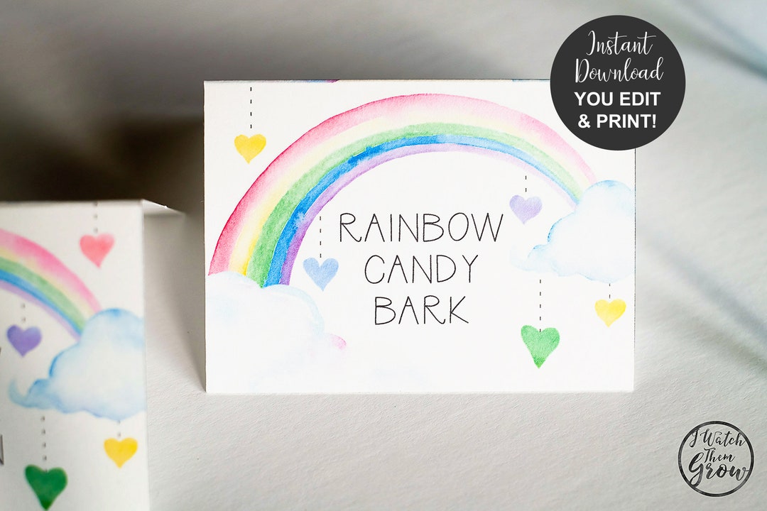Rainbow Party Tent Cards, Editable/printable Rainbow Birthday Party ...