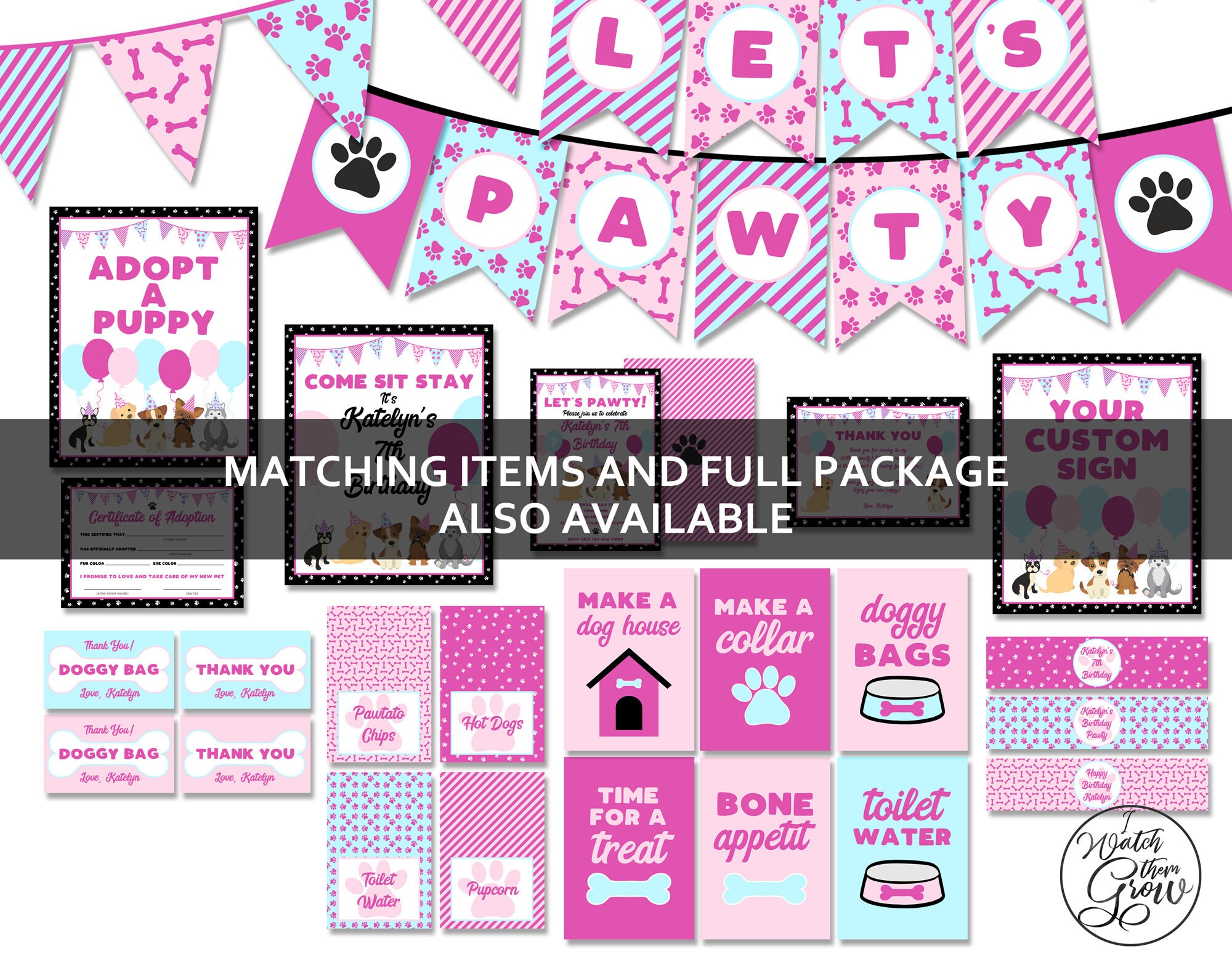 Puppy Party Favor Tags, Editable Printable Puppy Birthday Favor Labels ...