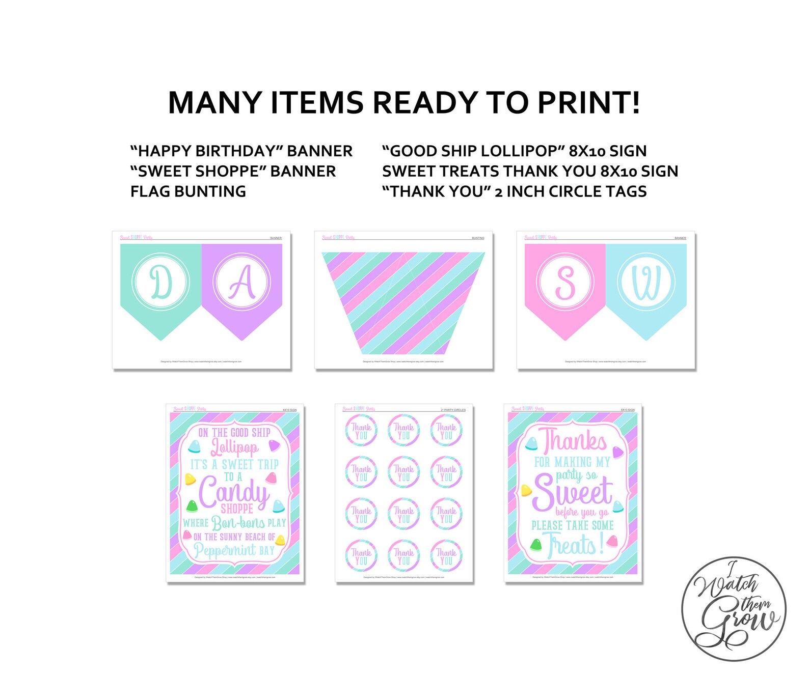 Sweet Shoppe Party Decorations, Printable Party Package, Candy Birthday ...