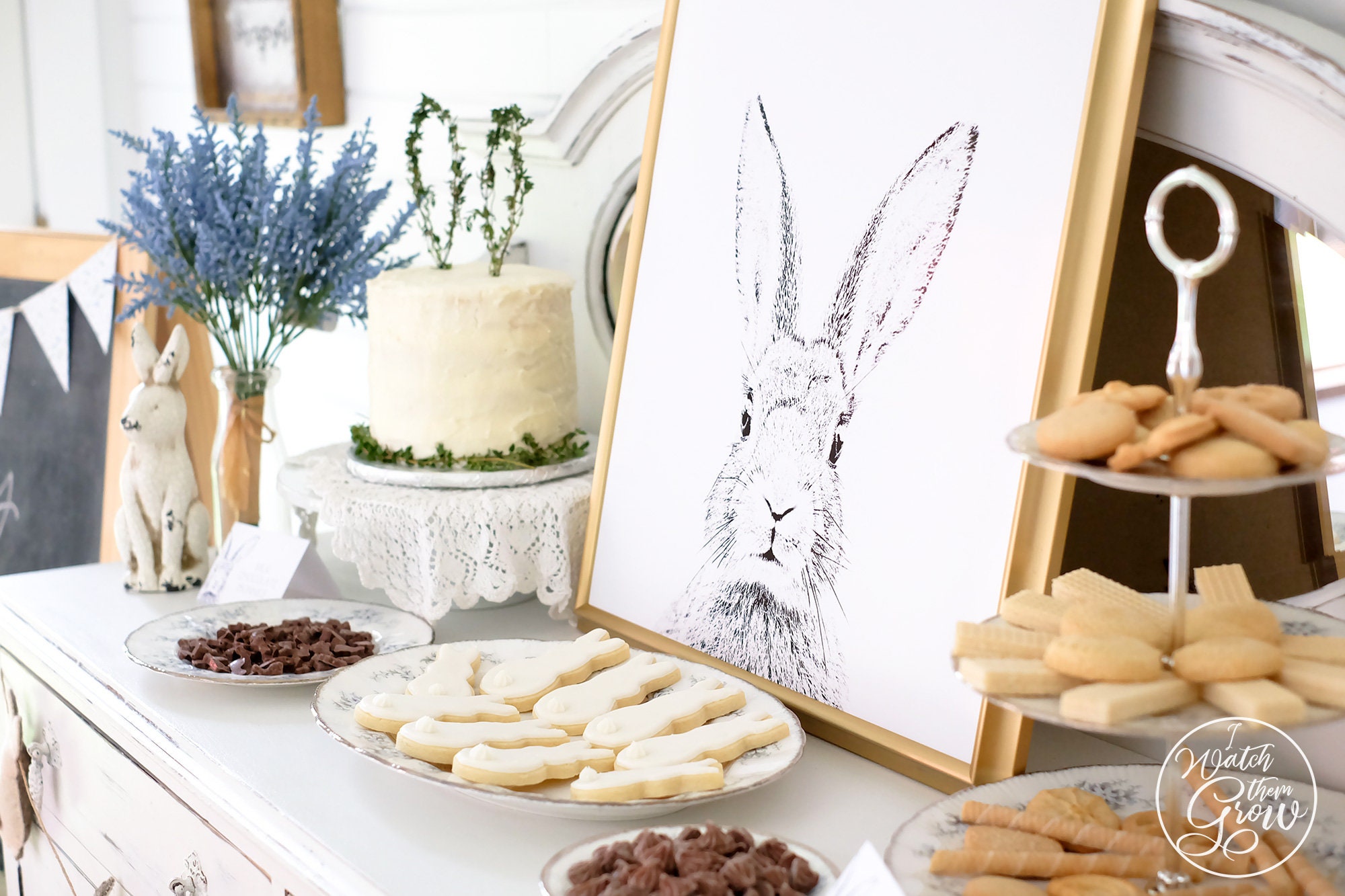Large Bunny Poster Printable Bunny Party Decor Modern Easter | Etsy