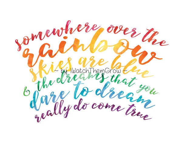 Somewhere Over the Rainbow Wall Art Printable Rainbow | Etsy
