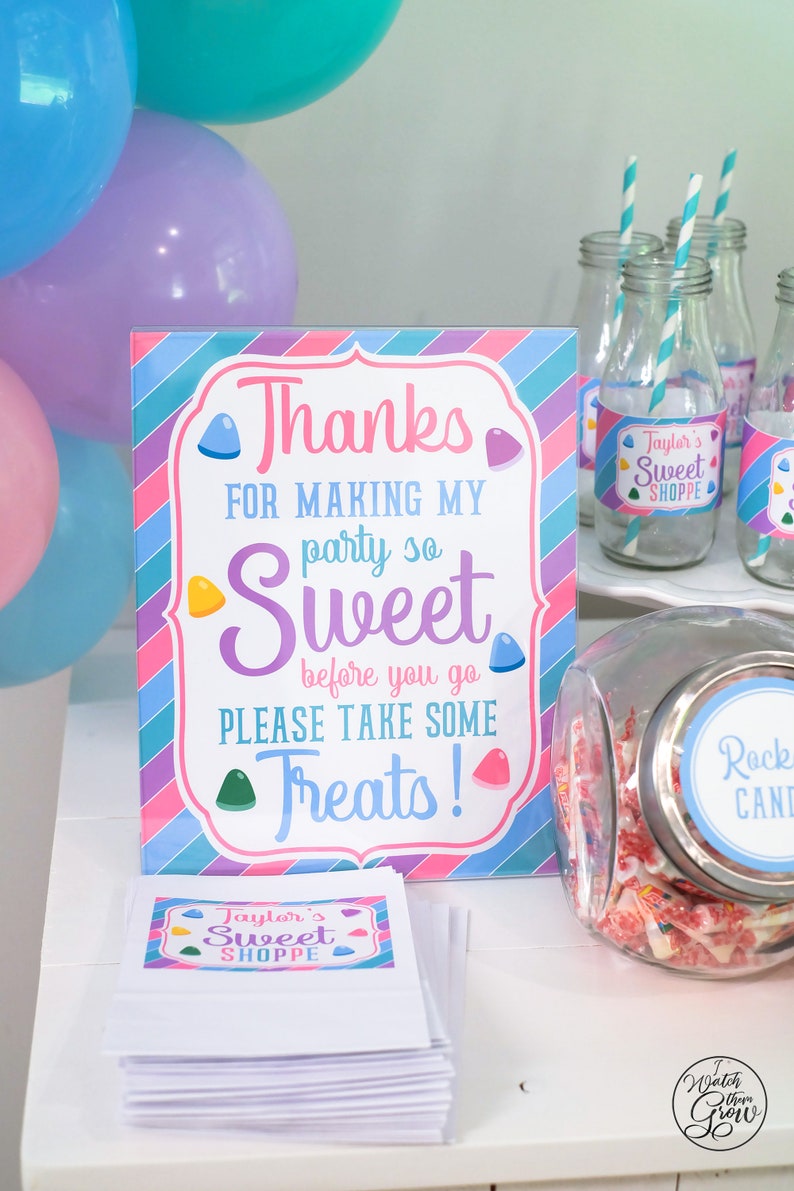 Sweet Treats Party Favor Sign, Printable Thank You Sign, Candy Buffet ...