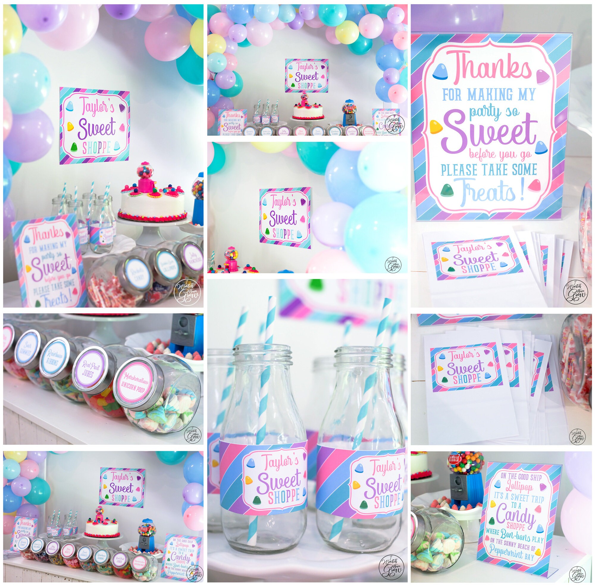 Sweet Shoppe Party Decorations Printable Party Package Candy | Etsy